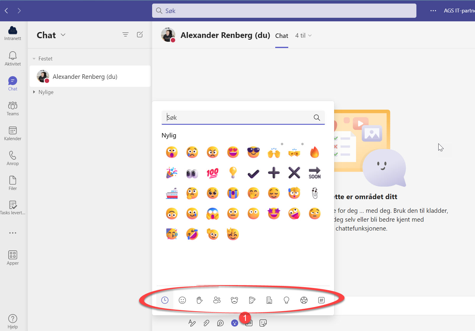 Slik bruker du de nye Emojiene i Teams Slik bruker du de nye Emojiene i Teams